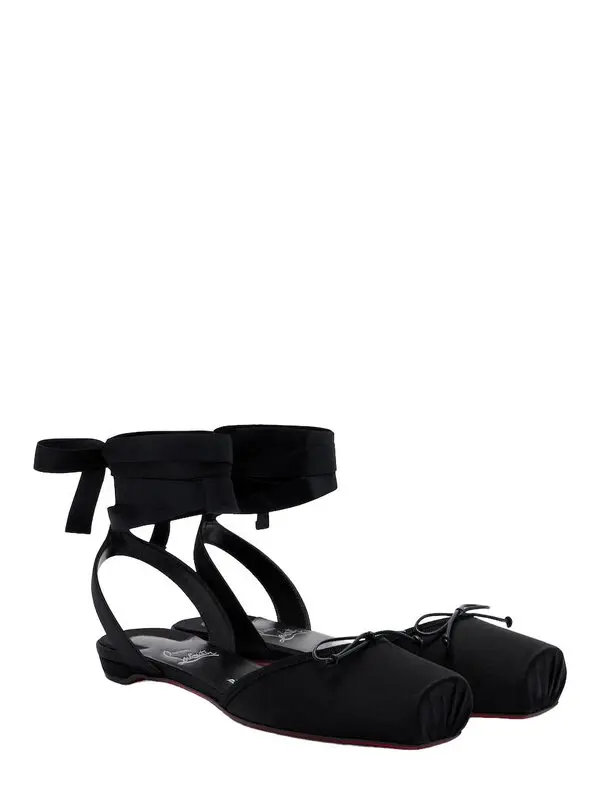 CHRISTIAN LOUBOUTIN Cassia Satin Flats - Black