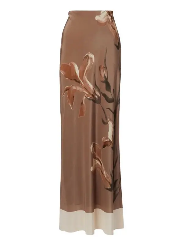 SIR. Azaliea Floral Silk Maxi Skirt - Brown