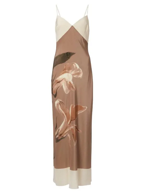 SIR. Azaliea Floral Silk Maxi Dress - Beige
