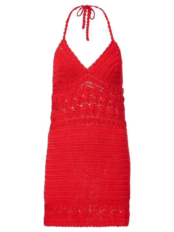 Anna Kosturova Crochet Minidress - Red