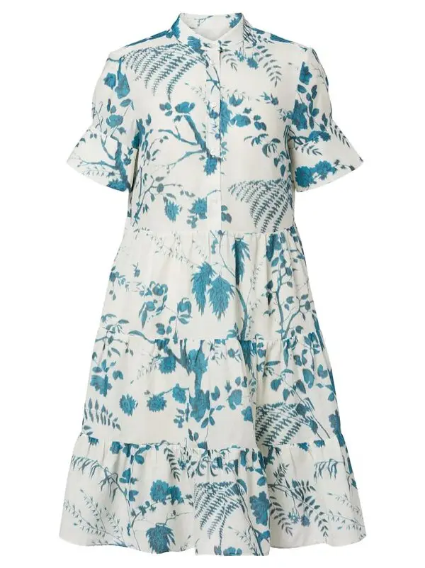 Erdem Floral Tiered Cotton And Linen Minidress - White