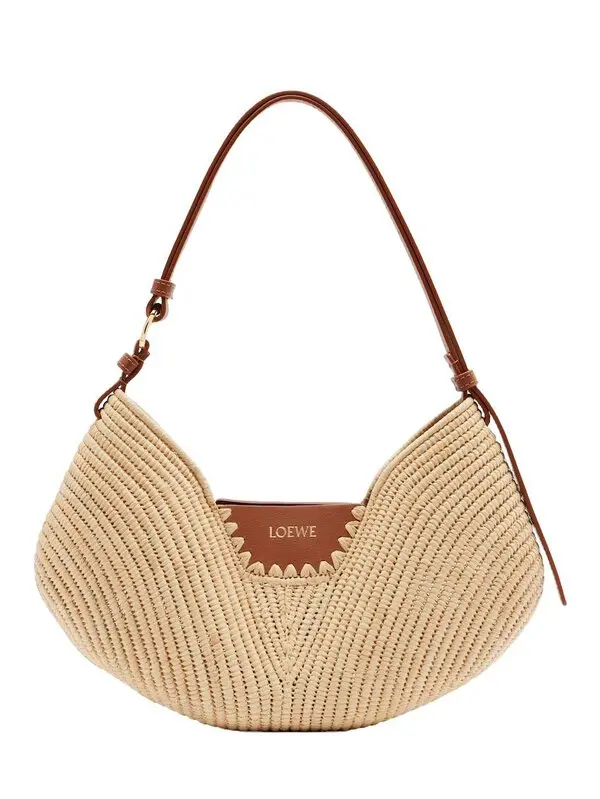 Loewe Swing Medium Raffia Shoulder Bag - Beige