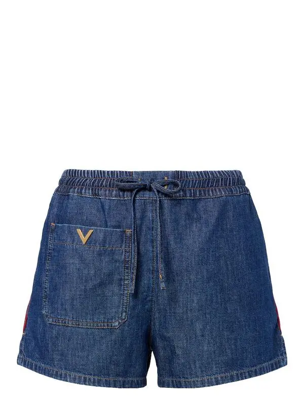 Valentino Garavani Vgold Denim Shorts - Blue