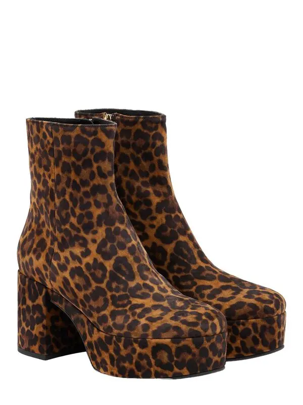 GIANVITO ROSSI Sally Leopard-print Suede Ankle Boots - Brown