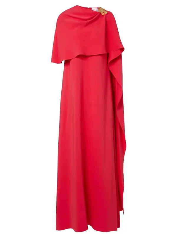 Oscar De La Renta Embellished Silk-blend Georgette Gown - Pink