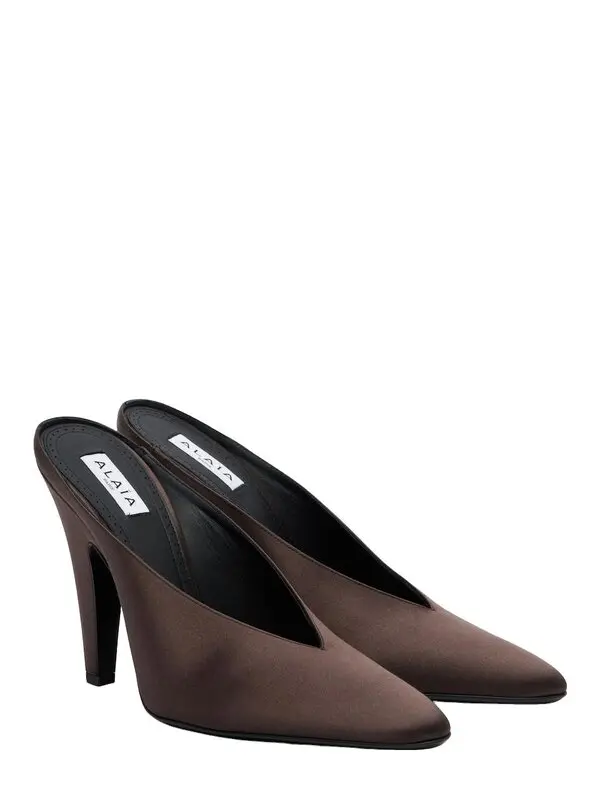 Alaïa Cone Satin Mules - Brown