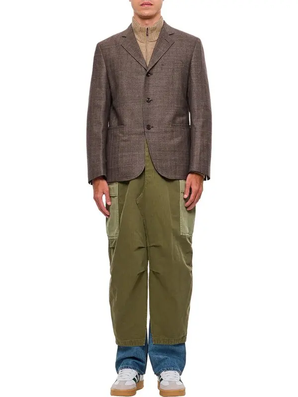 Junya Watanabe Cargo Blazer Coat In Brown And Green - Multicolor