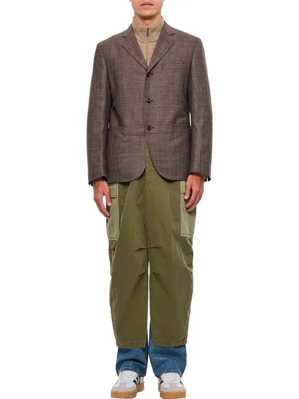 Junya Watanabe Cargo Blazer Coat In Brown And Green - Multicolor