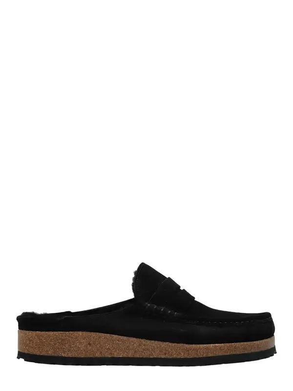 BIRKENSTOCK Naples Shearling Suede Slip-on Mule - Black