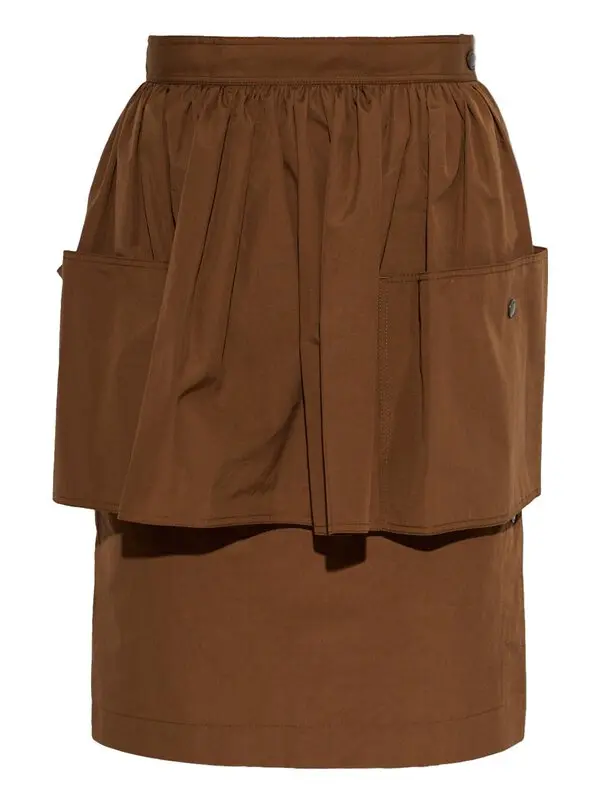 Chloé Layered Cotton Skirt With Oversized Pockets - Brown