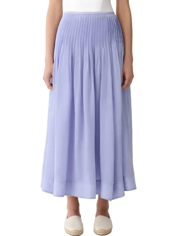 Lafayette 148 New York Hand-pintucked Voile Maxi Skirt - Catmint