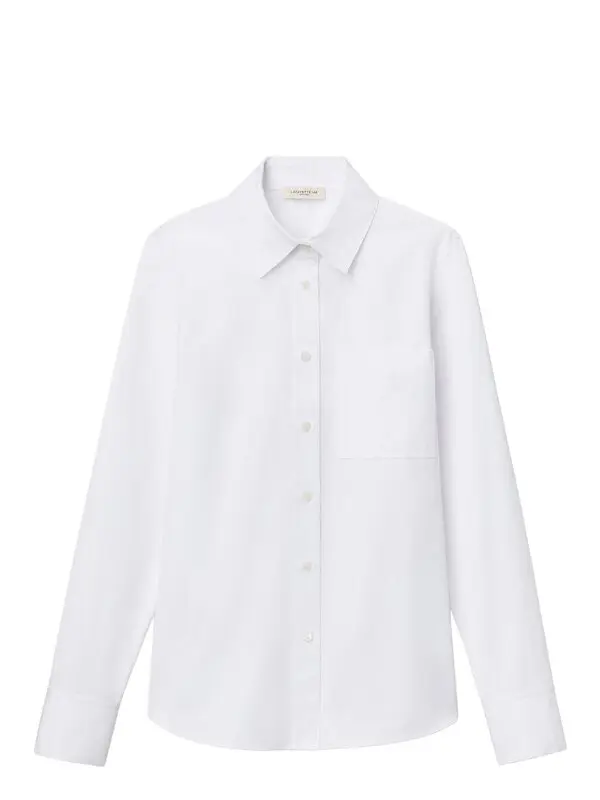Lafayette 148 New York Petite Organic Cotton Poplin Button-front Shirt - White