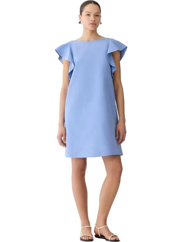 Lafayette 148 New York Silk Linen A-line Dress With Ruffle Sleeves - Iris