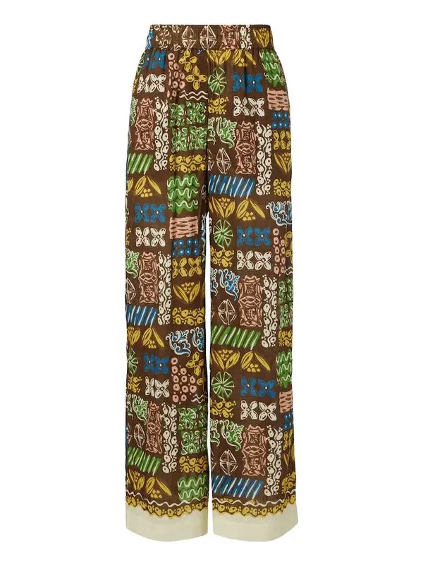 ALEMAIS Printed Cotton Wide-leg Pants - Multicoloured