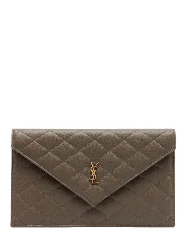 Saint Laurent Leather Clutch - Grey