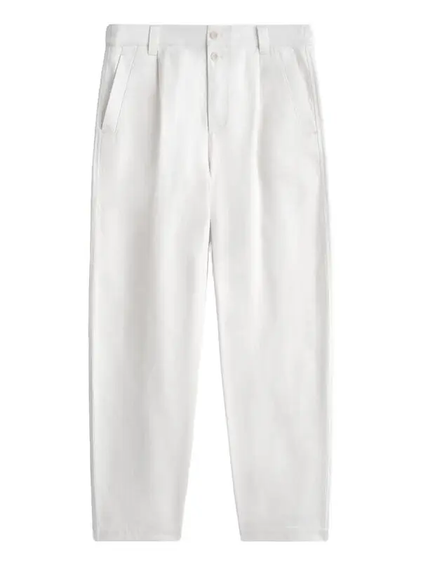 Cos Relaxed-fit Tapered Herringbone Cotton Pants - White