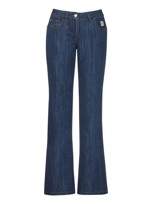 Mcm Flared Lurex Denim Pants - Indigo