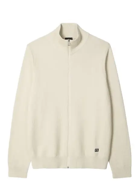 Paul Smith Textured Cotton Zip Cardigan - White