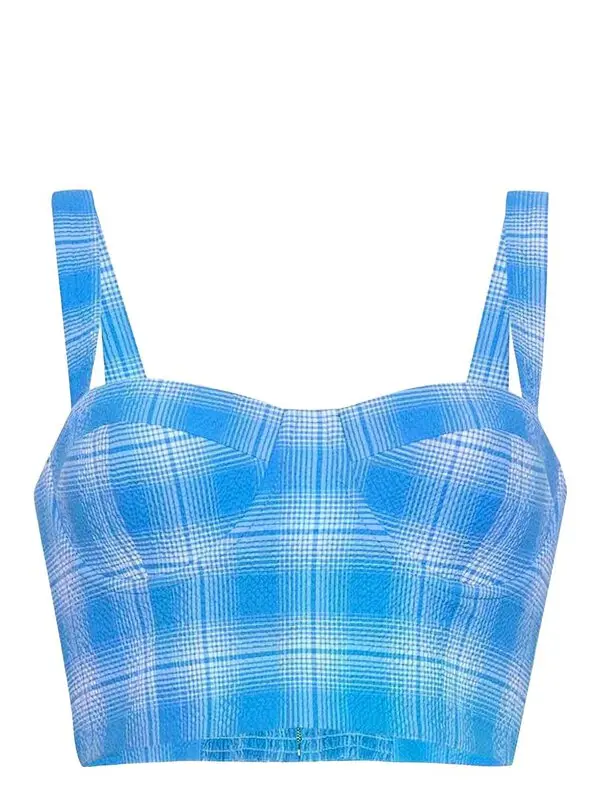Cara Cara Claudine Plaid Seersucker Top - Blue