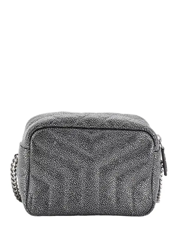 Saint Laurent Loulou Mini Bowling Bag Matelasse Chevron Leather Crossbody Bag - Silver