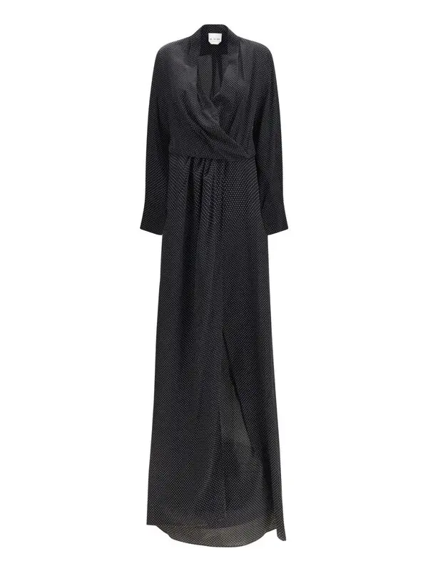 SA SU PHI Polka Dot Silk Crepe De Chine Long Dress - Black