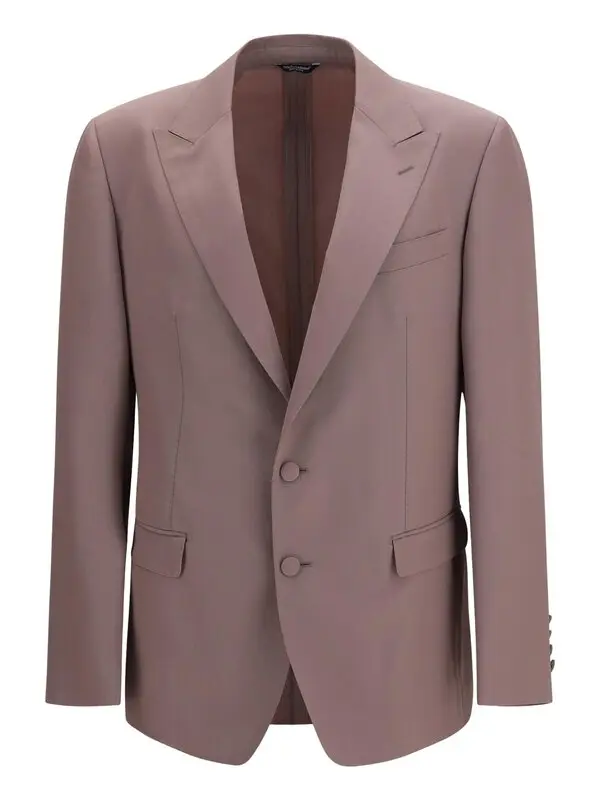 Dolce & Gabbana Single-breasted Peak Lapel Wool Poplin Jacket - Brown