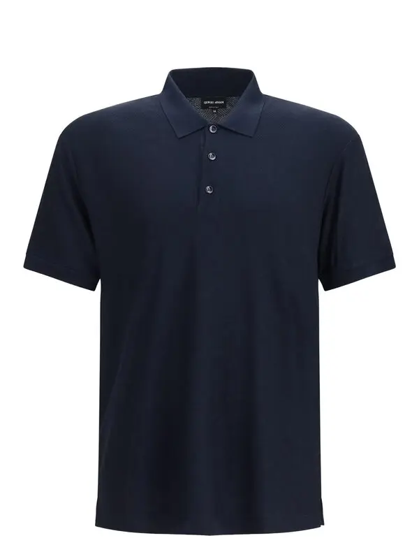 Giorgio Armani Viscose And Polyester Polo Shirt - Blue
