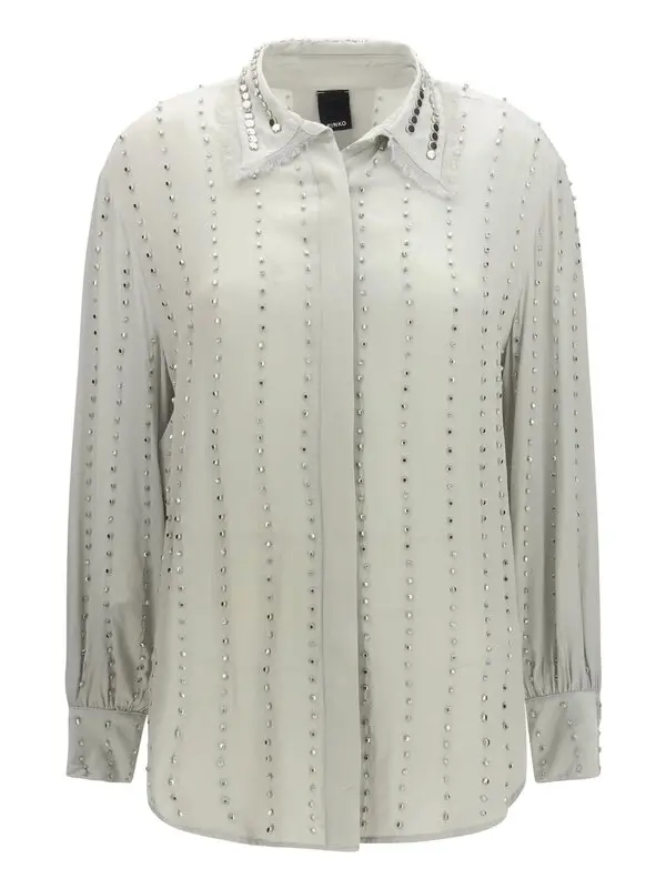 Pinko Caitlin Embellished Viscose Crêpe Shirt - Grey