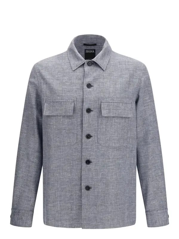 Zegna Crossover Shirt Jacket In Linen, Wool, And Silk - Grey