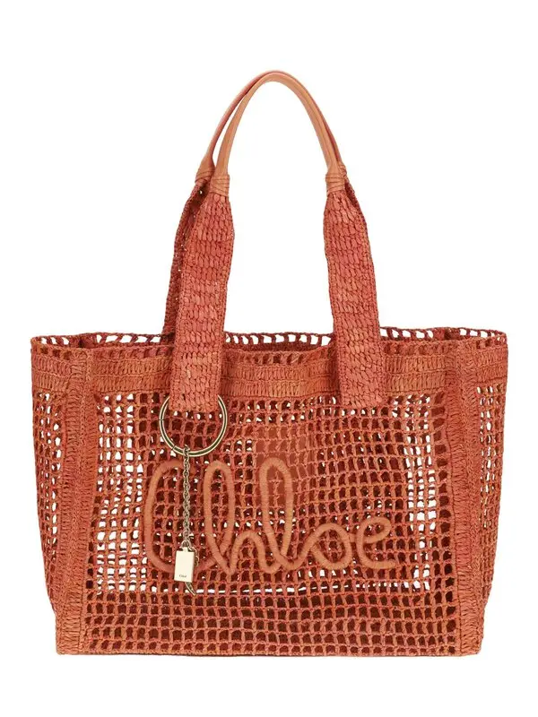 Chloé East-west Summer Banana Raffia Tote Bag - Red