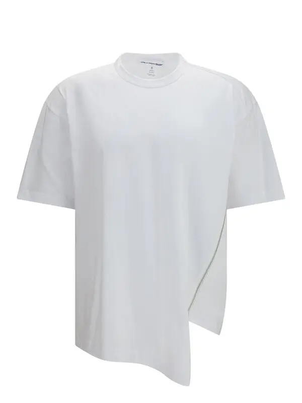 Comme Des Garçons Cotton T-hirt With Ide Zipper - White