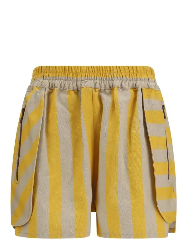 Fendi Pequin Striped Wide Leg Shorts - Yellow