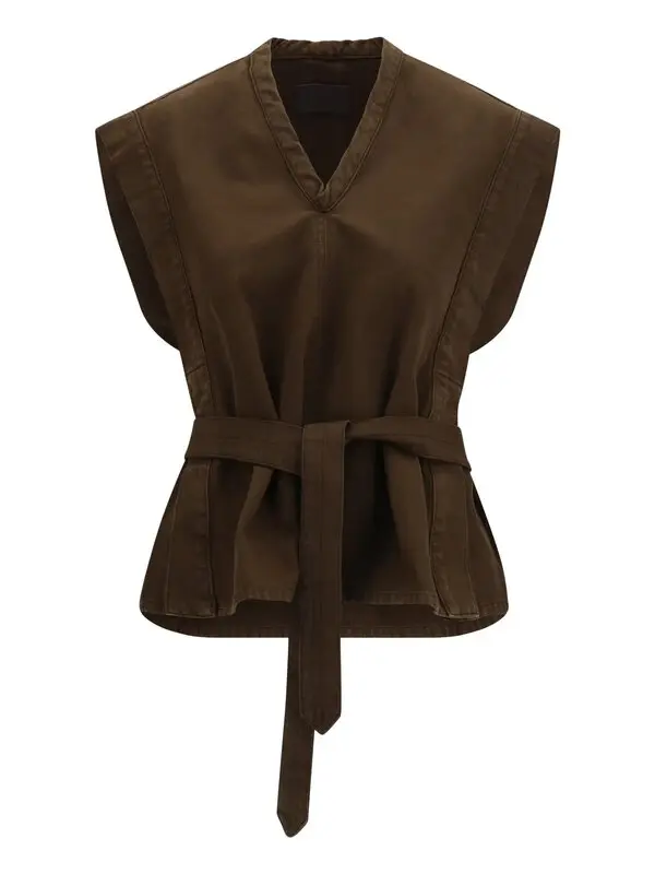 LEMAIRE Belted Chasuble Top - Brown