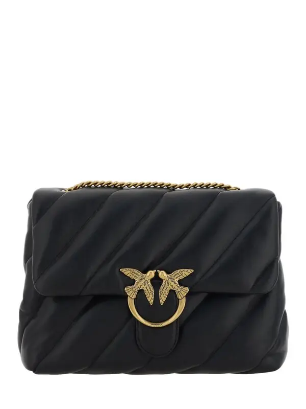 Pinko Love Puff Quilted Leather Shoulder Bag - Black
