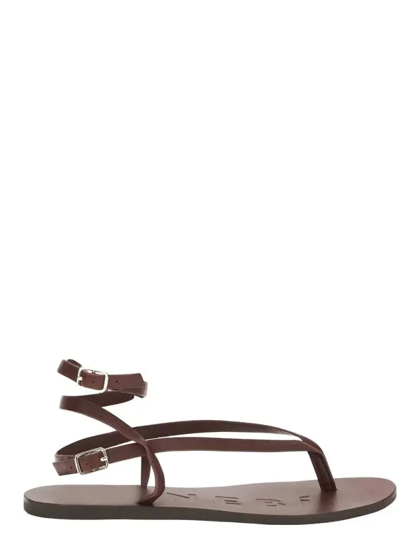 Manebí Leather Strappy Flat Sandals - Brown