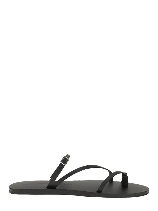 Manebí Giorgia Leather Strappy Flat Sandals - Black