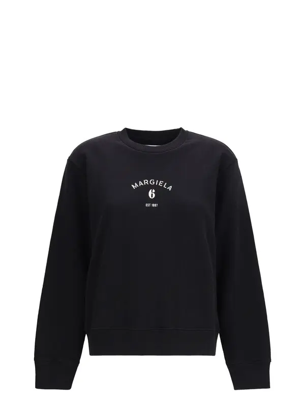 MAISON MARGIELA Cotton Crewneck Sweatshirt With Logo - Black
