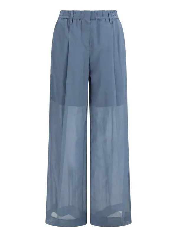Brunello Cucinelli Cotton Organza Sartorial Track Pants - Blue