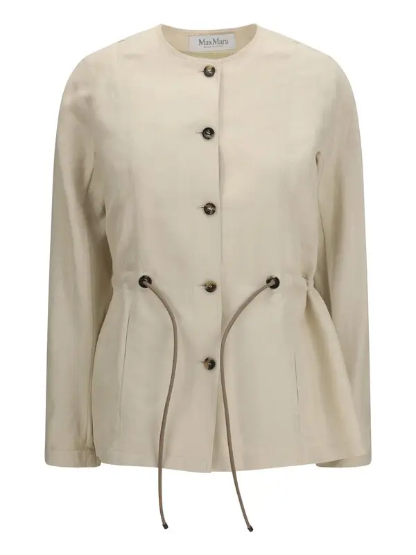 Max Mara Linen And Silk Blend Jacket - Beige
