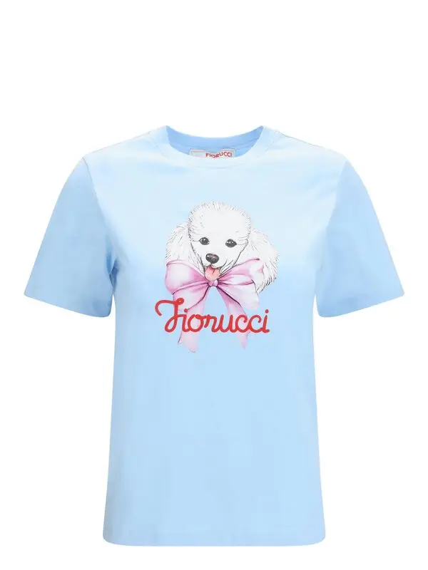Fiorucci Regular Poodle Logo T-shirt - Light Blue