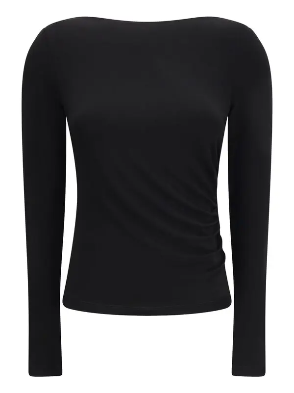 Max Mara Long-sleeve Ruched Top - Black