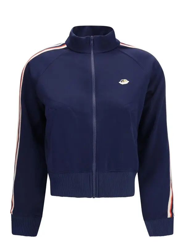 Fiorucci Cropped Zip-up Sweatshirt With Angels Patch - Blue