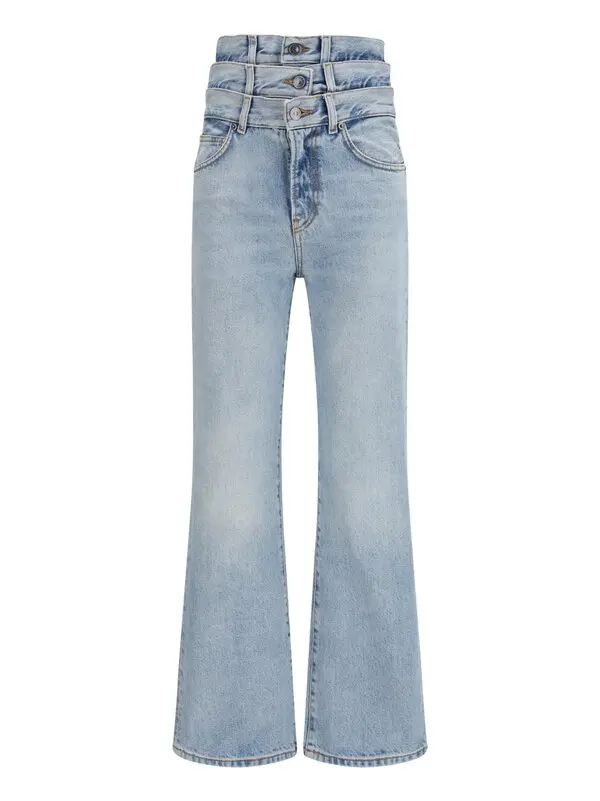 Fiorucci Flared Jeans With Triple Layer Waist - Light Blue
