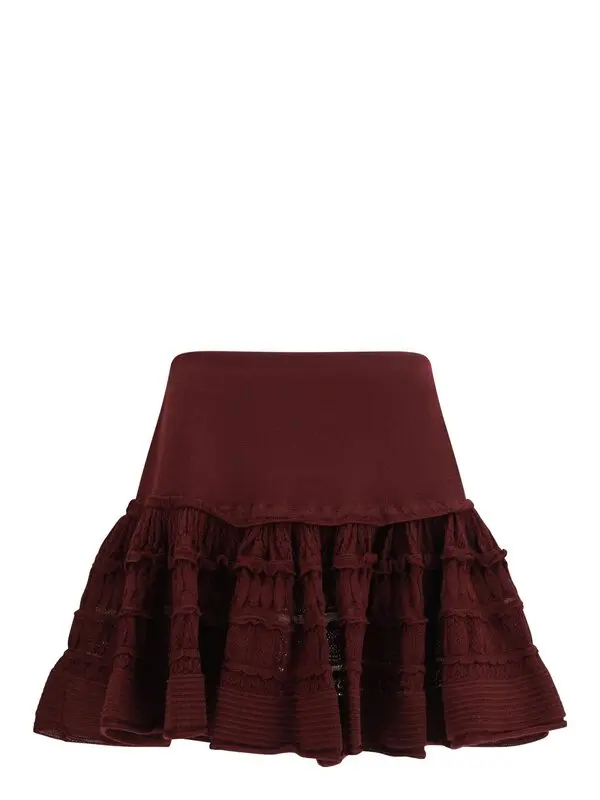 Alaïa Wool Crinoline Ruffle Mini Skirt - Bordeaux