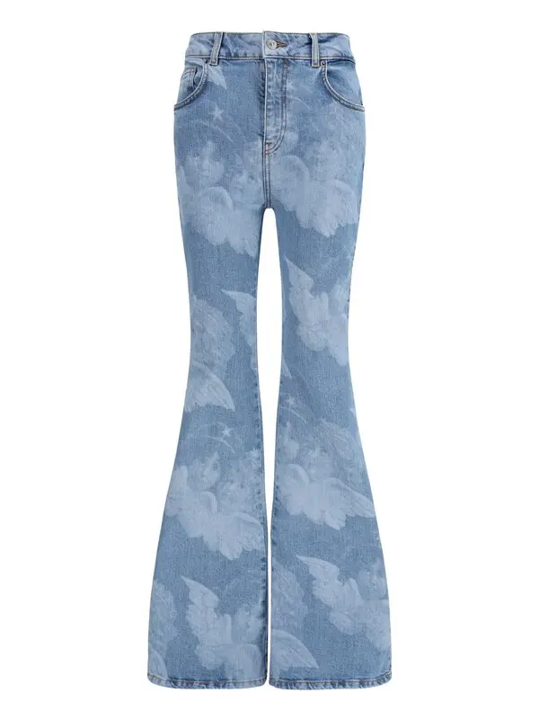 Fiorucci Angel Print Flare Jeans - Blue
