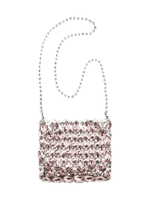 SELF-PORTRAIT Crystal Mesh Pouch - Pink
