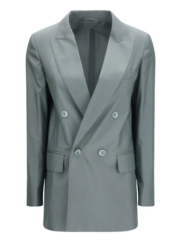 Max Mara Mxmalbata Blazer In Wool And Silk - Green