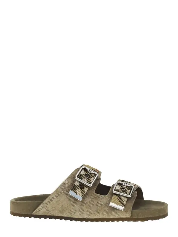 Burberry Urchin Suede Check Sandals - Beige