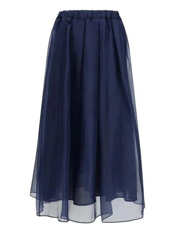 Max Mara Organza Pleated Skirt - Blue