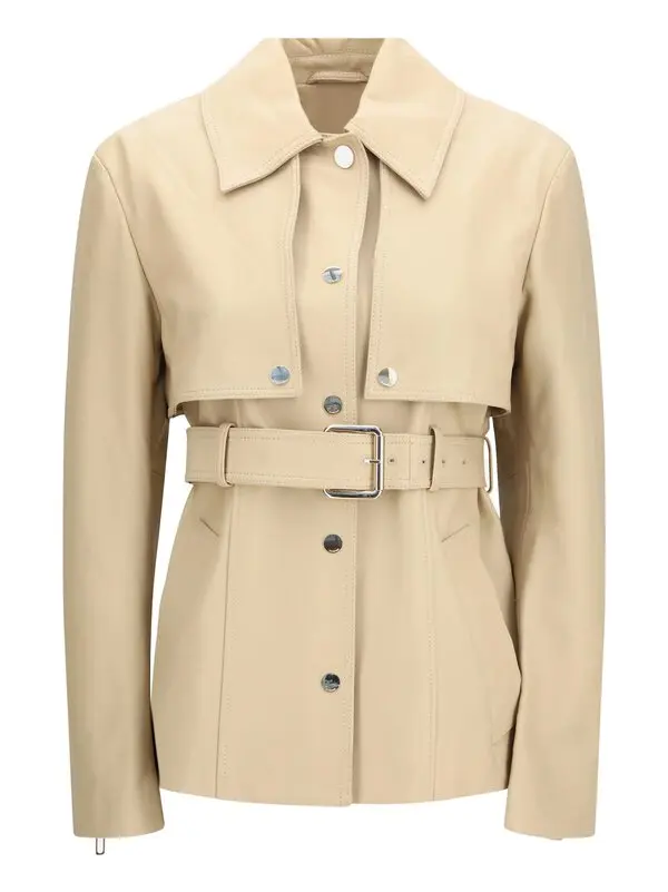 Max Mara Stenzone Convertible Leather Jacket - Beige